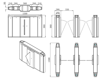 Biometric Flap Barrier Handicap Turnstile Entry Systems For High End Place